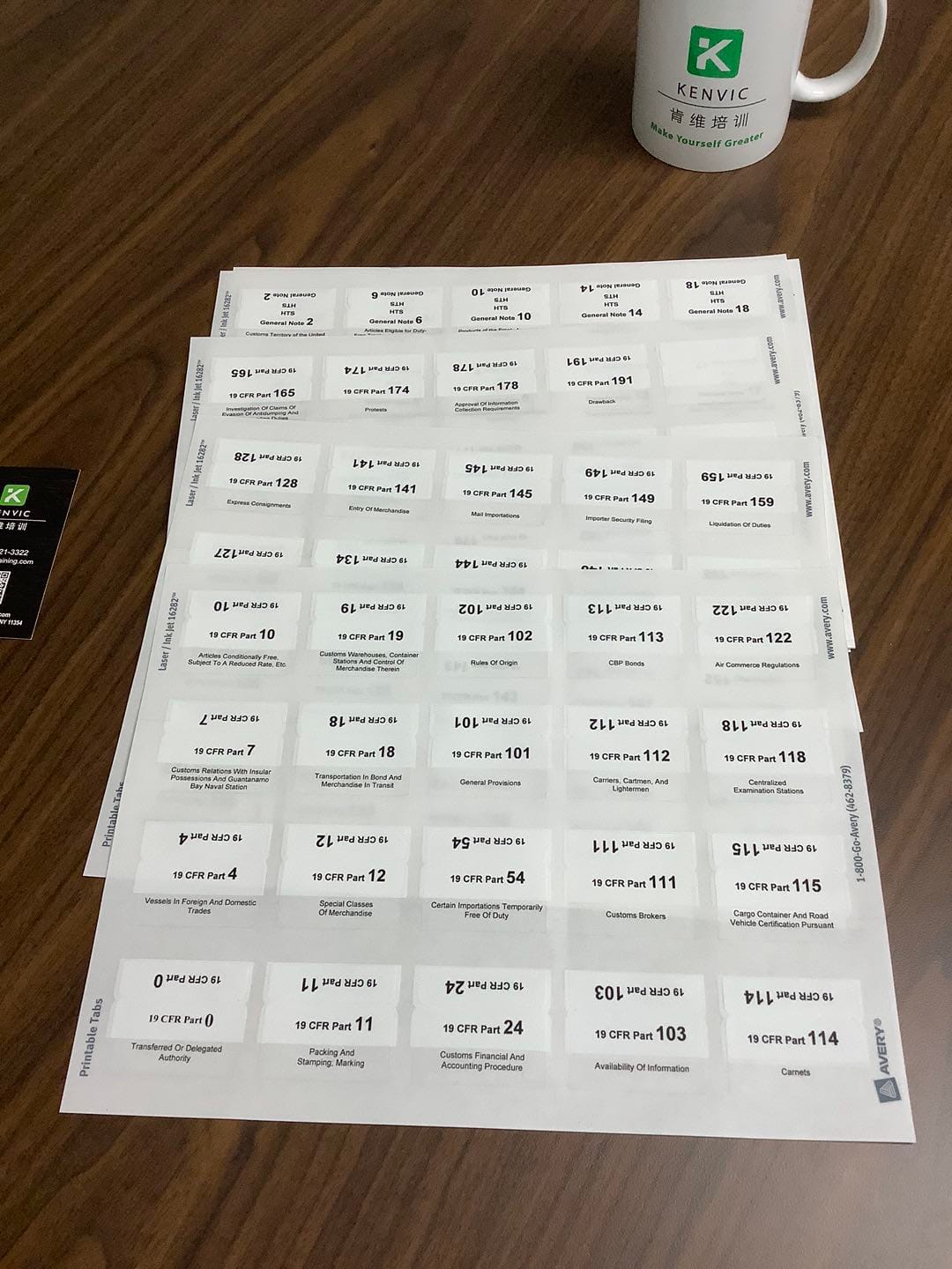 Pre-Printed Self-adhesive Tabs for HTS and CFR Title 19 - Kenvic - Fast ...